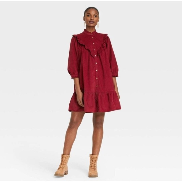 Universal Thread | Dresses | Universal Thread Burgundy Red Corduroy 34 ...